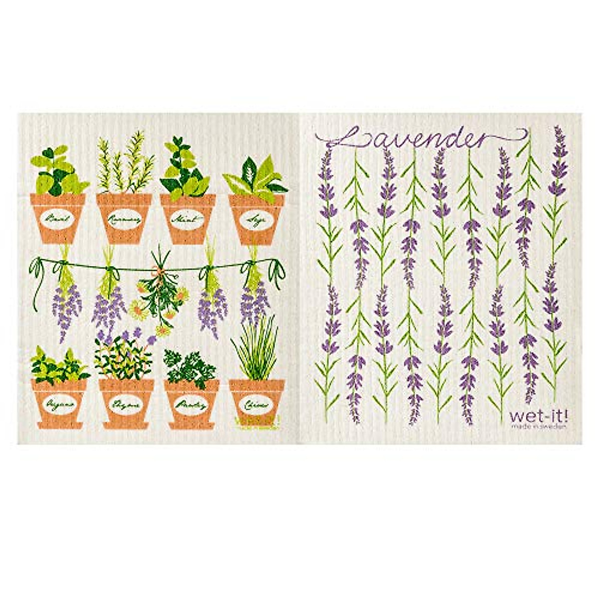 Wet-It! Swedish Dishcloth Set (Herbs Lavender)