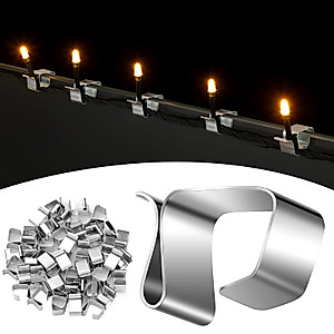 Sadnyy Christmas Lights Gutter Hooks Galvanized Holiday Roof Light Clips Xmas Hangers Outdoor Seasonal Lighting for Kitchen (50 Pcs,21 x 14.5 mm)