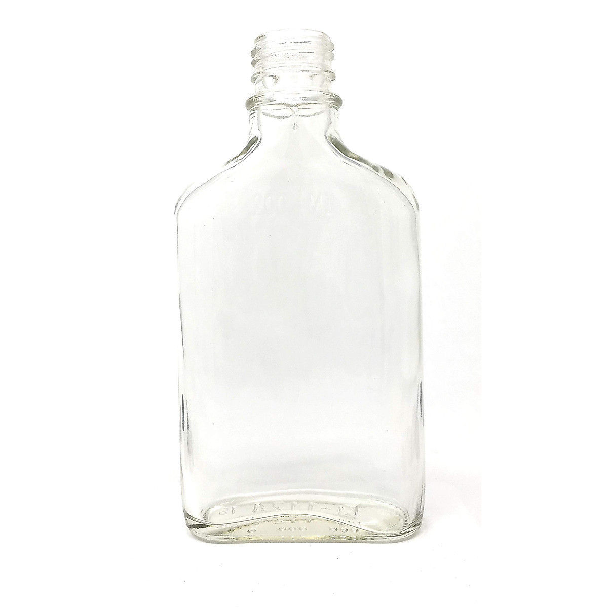 200 ml (6.6 oz) Glass Flask Liquor Bottle with Black Caps (6 Pack)