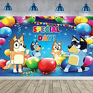 Bluey Birthday Backdrop Banner Party Decorations Sheepdog 7x5 ft Bingo Cartoon Dog Happy Birthday Supplies Special Day Background for Multi Occasions