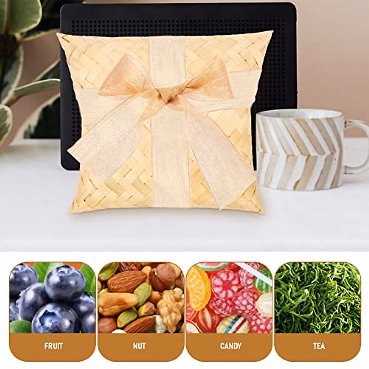 Bamboo Sticky Rice Basket Woven Baskets Tray Decor Bamboo Woven Basket Candy Basket Bamboo Tea Snack Container Handmade Woven Basket Wedding Decor Woven Storage Basket