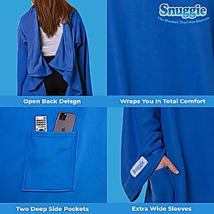 Snuggie- The Original Wearable Blanket That Has Sleeves, Warm, Cozy, Super Soft Fleece, Functional Blanket with Sleeves & Pockets for Adult, Women, Men, As Seen On TV- Blue