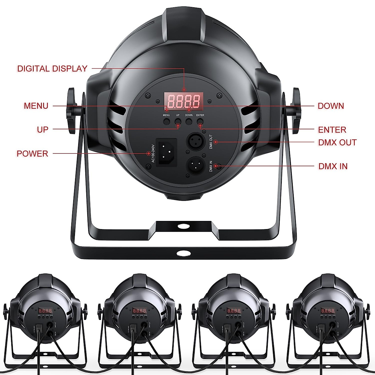 BETOPPER LED DJ Lights, 54x3W Stage Lights with Remote, RGB Par Lights, Sound Active Stage Lighting, Indoor Uplights DMX 512 Par Can, Wash Lights for Parties,School Events,Live Show,Concert(4 Packs)