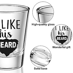 Patelai 2 Pieces I Like His Beard I Like Her Butt Shot Glasses 2 oz Funny Wedding Wine Glasses for Newlyweds and Couples to Celebrate Wedding Engagement Anniversary Bridal Shower Decorations