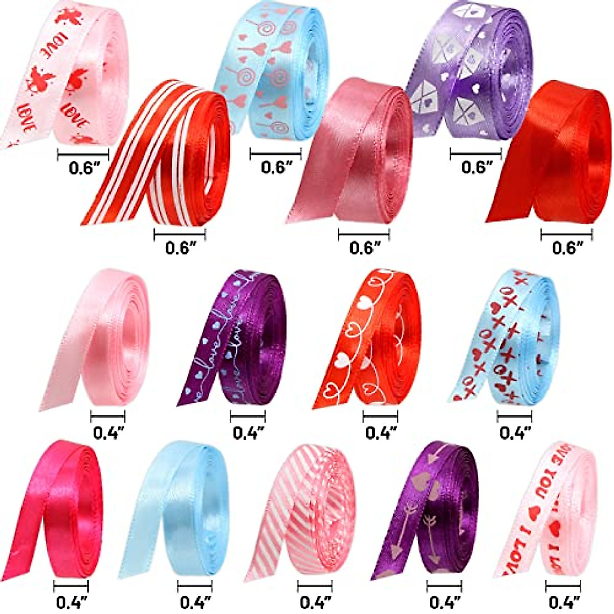 Valentine Heart Ribbons for Gifts Wrapping 15 Rolls Love Heart Ribbons for Craft Valentines DIY Craft Decoration Party Favors Supplies