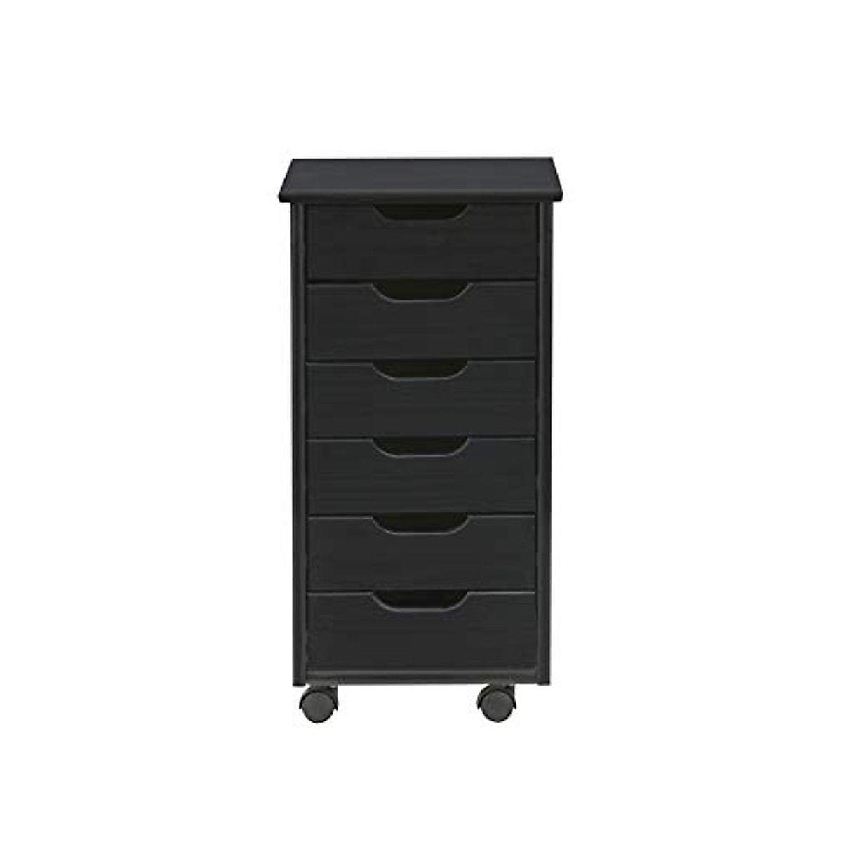 Linon Six Drawer Rolling Storage Corinne Cart, Black 6