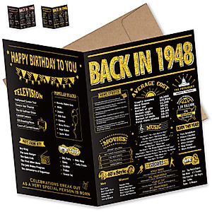 InstaDecor 76th Birthday Card Gifts for Women or Men, Happy and Funny 76 Year Old Birthday Greeting Card for Husband or Wife, Jumbo 8x10 Inch Print, Gold Laser