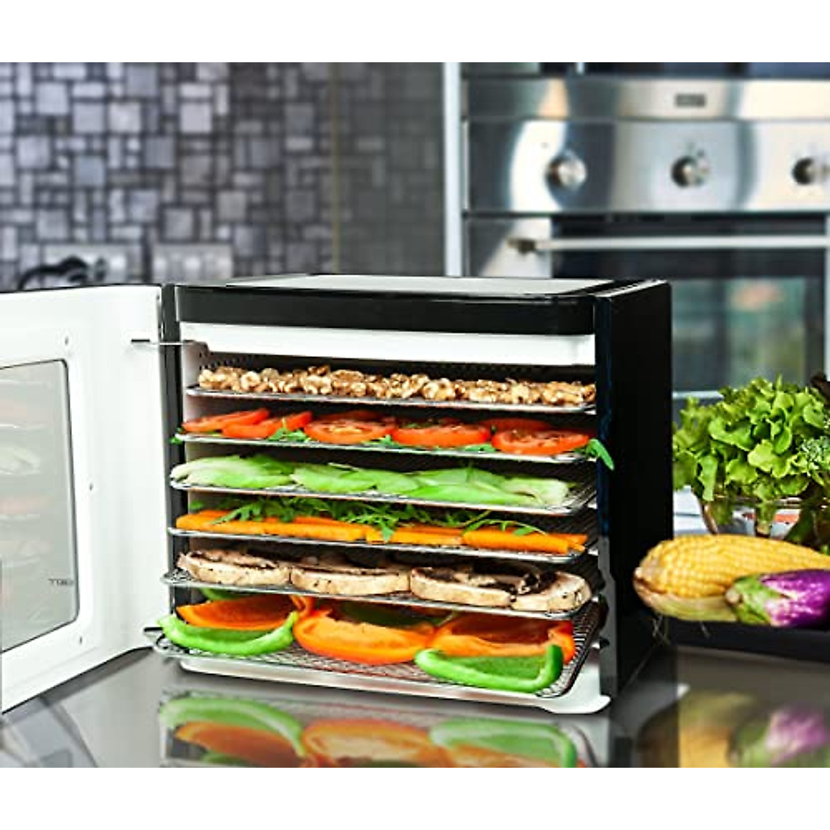 Nebula Food Dehydrator with 6 Stainless Steel Trays, LED Touch Control Design, Adjustable Digital Temperature 35-70C and 48 Hour Timer, Food Dryer for Fruit, Veg, Meat, Mushroom, Herb, Seed