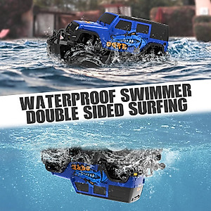 STEMTRON Amphibious Remote Control Car Toys for Boys 2.4GHz 1:16 All Terrain Off-Road RC Car Waterproof RC Monster Truck Kids Pool Toys Remote Control Boat Gifts for Kids Boys