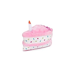 Birthday Cake Plush Toy with Squeaker for Dogs by Zippy Paws (Pink)