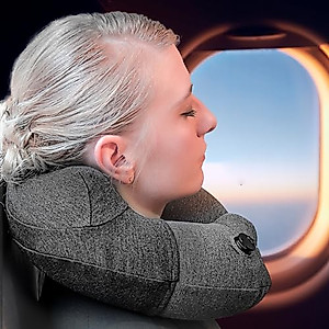 Travelicons Inflatable Travel Pillow,Neck Pillow for Traveling,Airplane Travel Pillw Improved Support Design for Car Sleeping