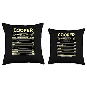 Unique Nickname Funny Birthday First Name Cooper Nutrition Facts Personalized Boys Name Quirky Throw Pillow, 16x16, Multicolor