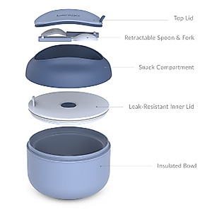 Bentgo Bowl - Insulated Leak-Resistant Bowl with Snack Compartment, Collapsible Utensils and Improved Easy-Grip Design for On-the-Go - Holds Soup, Rice, Cereal & More - BPA-Free, 21.2 oz (Slate)