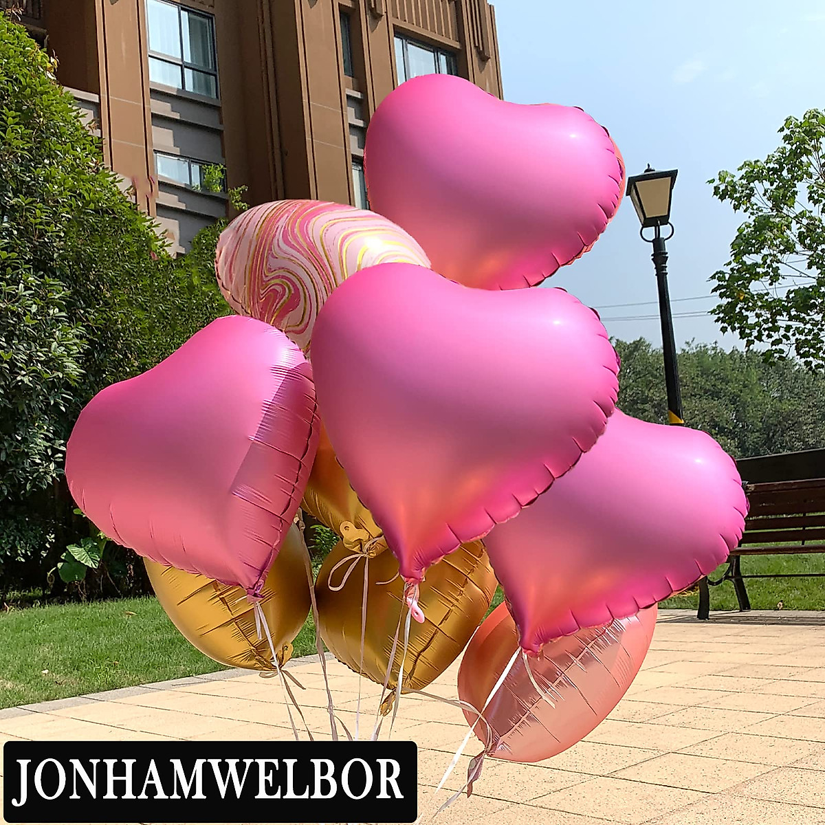 JONHAMWELBOR Red Heart Balloons Foil (18in 20Pcs) Helium or Air Filled Metallic Aluminum Heart Shape Mylar Balloons Decorations Supplies for Girl Women Birthday Wedding Bridal Baby Shower Party (Red)