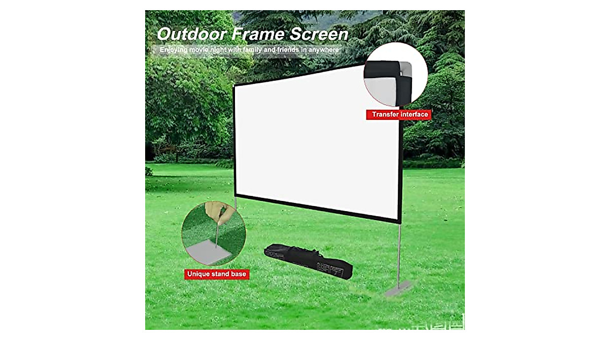 100 Inch Projector Screen with Stand - 4K HD, Fast Setup, Outdoor Indoor