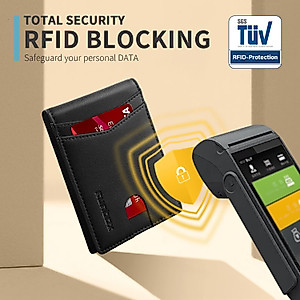 RUNBOX Slim Wallet for Men's Leather Bifold RFID Blocking Wallet with 2 ID Windows Gift Box