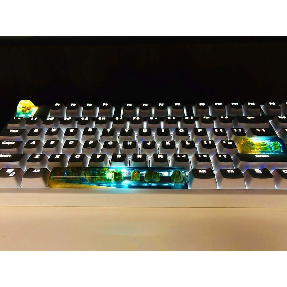 Handmade SA Profile 6.25u Spacebar Backlit Resin Keycap 2.25x Enter R1/ESC Translucent Keyset Hawaii Beach Switch for Cherry RGB MX Mechanical Gaming Keyboards (6.25u Spacebar(1 pcs))