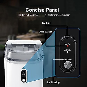Havato Nugget Ice Maker Countertop, Auto-Cleaning Pebble Ice Maker with Ice Basket & Scoop, 33Lbs in 24H, Chewable Ice Maker Machine for Home Camping Party RV, White