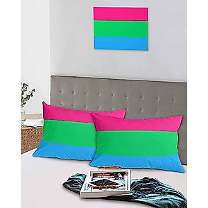 Edwiinsa Pink Green Blue Pillow Covers Standard Size Set of 2 20x26 Bed Pillow, Modern Abstract Art Aesthetics Striped Plush Soft Comfort for Hair/Skin Cooling Pillowcases with Envelop Closure
