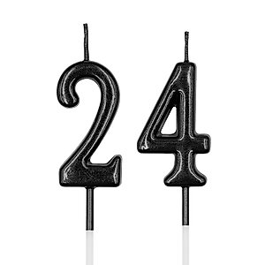 24th & 42nd Birthday Candles, Black Number 24 42 Candle for Cake, Happy Birthday Cake Topper Decoration for Birthday Anniversary Celebration Party Supplies