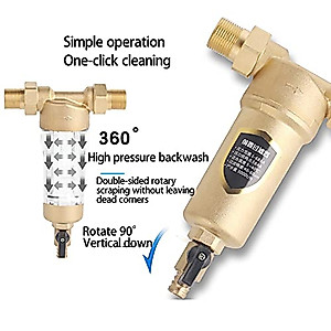 CJGS Water Pre-Filter,Reusable Spin Down Sediment Filter Faucet Water Purifier - Central Prefilter Whole House Water Filter Purifier System 3T/h Siphon Backwash 40um