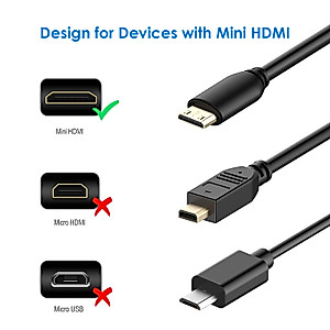 Rankie Mini HDMI to HDMI Cable, High Speed Supports Ethernet 3D and Audio Return (15 Feet)
