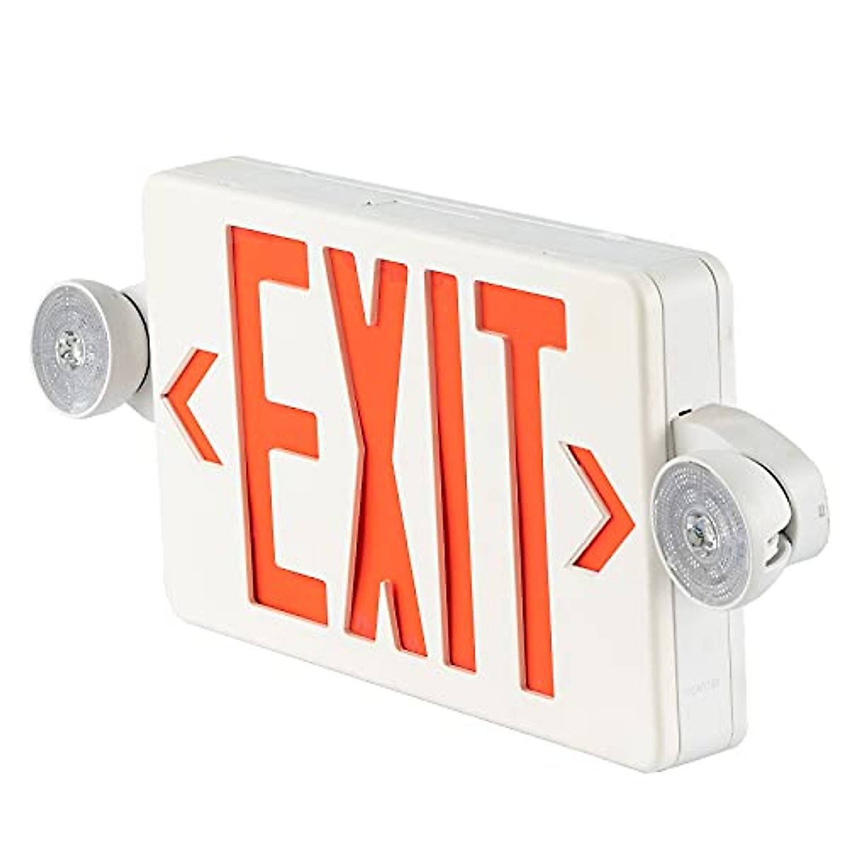 OSTEK Red LED Exit Sign with Emergency Light, Two LED Adjustable Head Emergency Exit Lights with Battery Backup, Dual LED Lamp ABS Fire Resistance UL-Listed 2Pack
