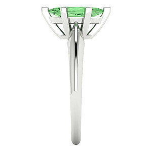 Clara Pucci 1.0 ct Marquise Cut Solitaire Green Simulated Diamond Engagement Bridal Promise Anniversary Ring 18K White Gold Size 5