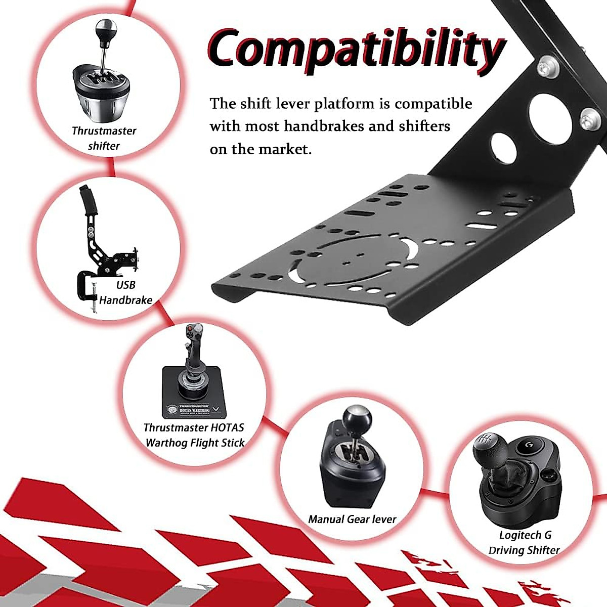 Supllueer Racing Shifter Mounting Bracket Fit for Our Steering Wheel Stand, Gear Lever Mount Accessorie with Mounting Bolts,Supports Simultaneous Installation of Shifter and Handbrake