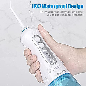 Water Dental Flosser Cordless Oral Irrigator, Portable and Rechargeable Water Teeth Pick with 3 Modes 6 Jet Tips, 300ML IPX7 Waterproof Dental Flosser for Oral Care