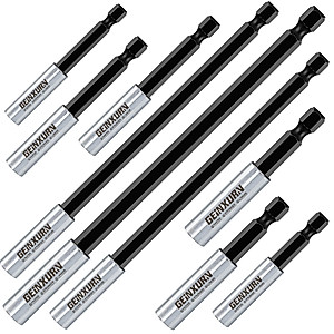 Geinxurn 9Pc Cr-V Screwdriver Bit Holders, Extension Socket Drill Bit Magnetic Holder Hex Shank Quick-Change Drill Bit Guide (2.5”3”6”)