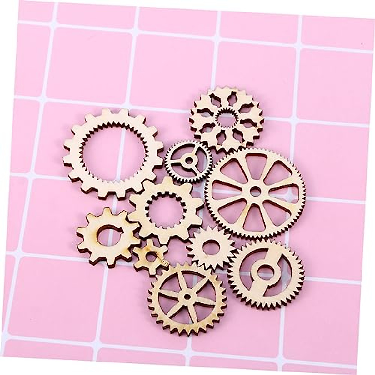 ibasenice 300 Pcs Wooden Gear Wood Chips Wood Gear Cutout Vintage Gears Charms Wooden Shapes to Paint Wooden Steampunk Gear Retro Toys DIY Gear Wood Chips Christmas Wood Carving Child
