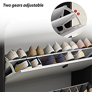 FUFU&GAGA Shoe Cabinet with 3 Flip Drawers for Entryway, Modern Freestanding Rack Storage Organizer (Grey/Dark Grey, 35.4”W x 9.4”D x 47.2”H)