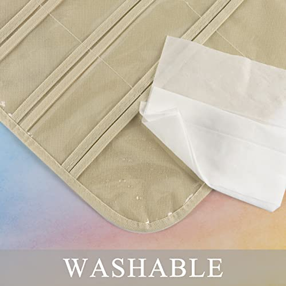 WIFTREY 2 Pack Hanging Jewelry Organizer with 80 Pockets,Double Sided Closet Earring Storage for Necklace Bracelet with Hanger,Beige