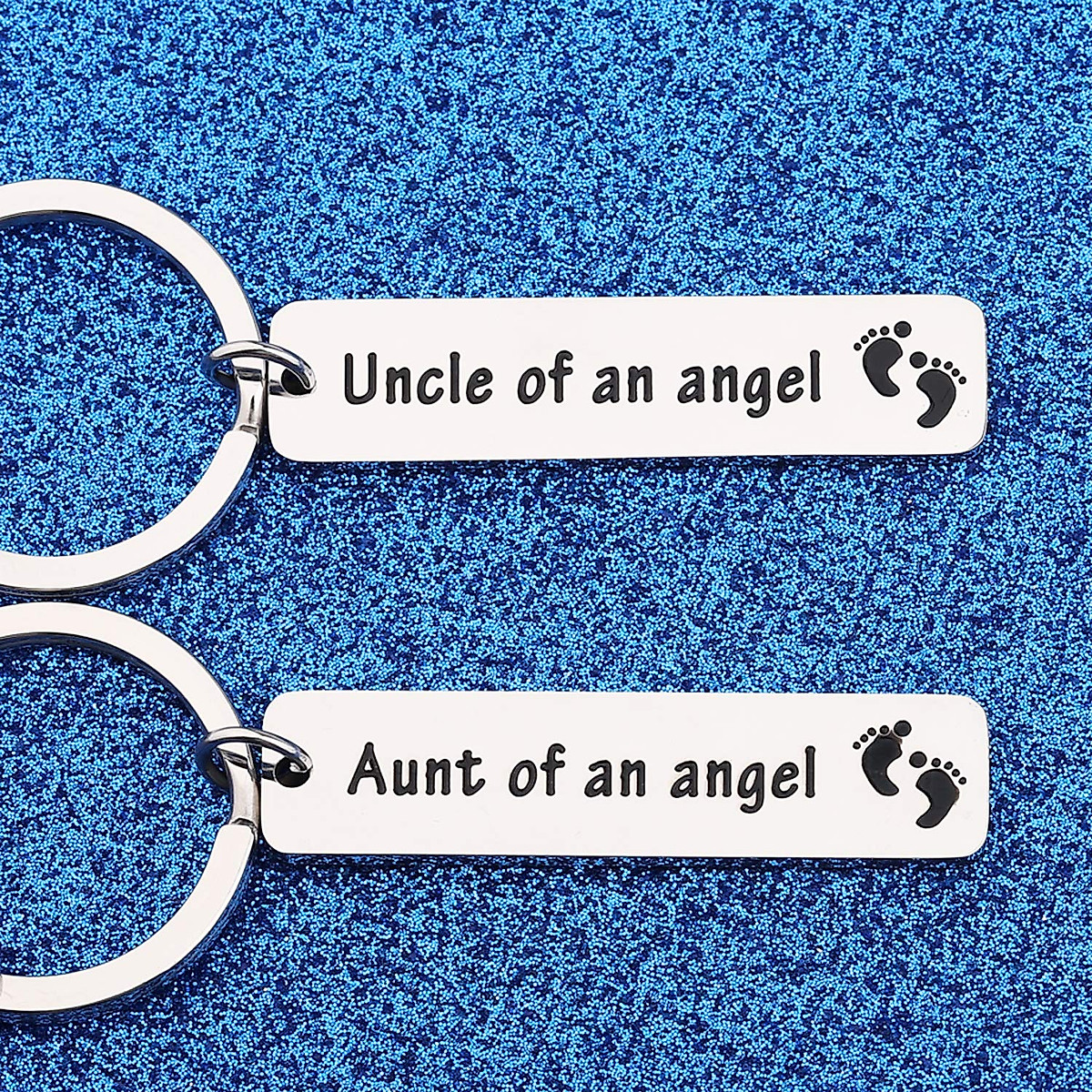 WUSUANED Child Memorial Keychain Uncle/Aunt of an Angel Sympathy Gift Loss of Child Gift (Uncle Aunt Set)