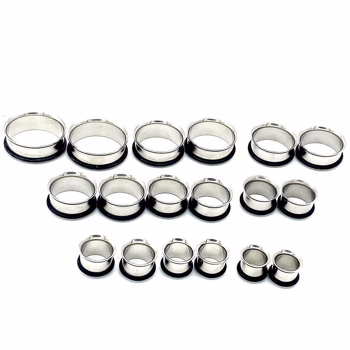 HEKEUOR 00G 7/16” 1/2” 9/16” 5/8” 11/16” 13/16” 7/8” 1” Ear Gauge Stretching Kit Stainless Steel Tapers and Plugs Set