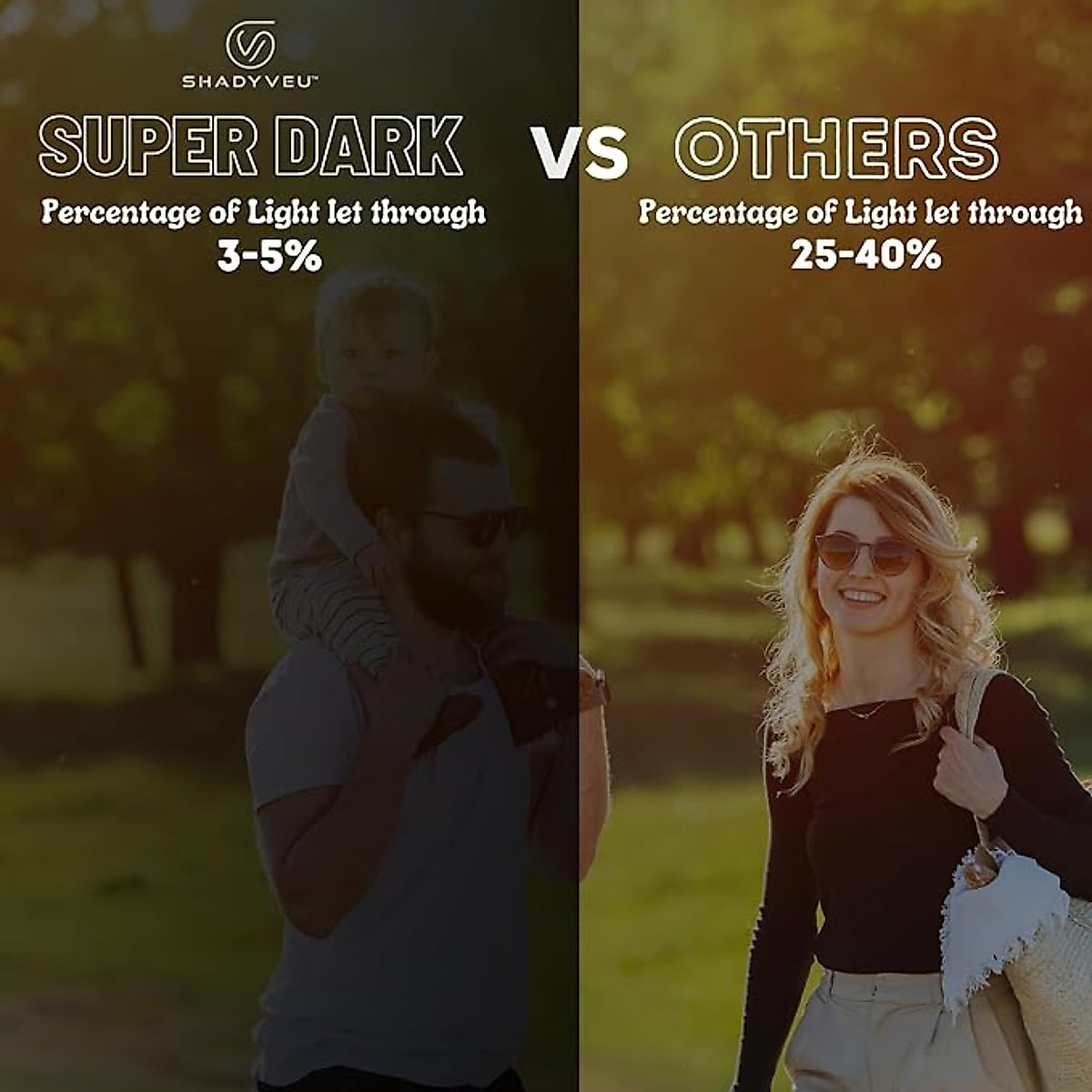 ShadyVEU Super Dark Round Semi Rimless Sunglasses UV Protection Retro 60's Half Frame Vintage English Nose Piece