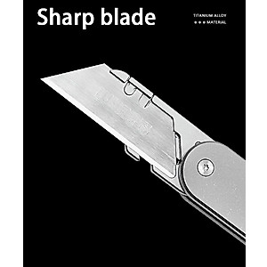 TGZUO Titanium Alloy Foulding Pocket Knife with Clip Flipper EDC Mini Box Cutter Magnetic Opening Outdoor Utility 12pcs Carbon Steel Blades