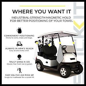STICKIT Magnetic Golf Towel, Premium 29" Microfiber with Deep Waffle Pockets, Industrial Strength Magnet for Secure Hold to Golf Carts & Clubs, Ultra-Absorbent, Fast-Drying, Easy-Clean Design