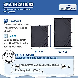 Explore Land Universal Kayak Cockpit Drape Waterproof Seal Cockpit Cover for Indoor and Outdoor 2 Pack - Large 60 x 29 inch, Black