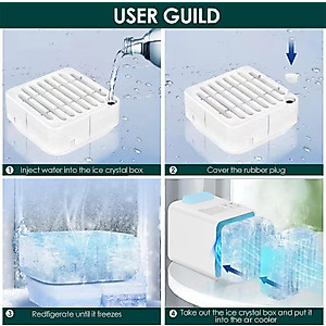 BEKTUTO Portable AC Air Conditioner, Mini Cooling Fan with 2 Ice Packs USB & LED, Adjustable Speeds LED Night Light Personal Air Cooler for Room Office Bedroom Outdoor