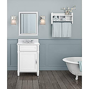 Alaterre Furniture Logan Bath Storage Shelf with Two Towel Rods, 25", White,AZABSS0050