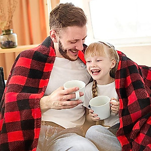 Premium Plaid Sherpa Fleece Throw Blanket | Super Soft, Cozy, Plush, Lightweight Microfiber, Reversible Throw for Couch, Sofa, Bed, All Season (50 X 60 Inches Red)