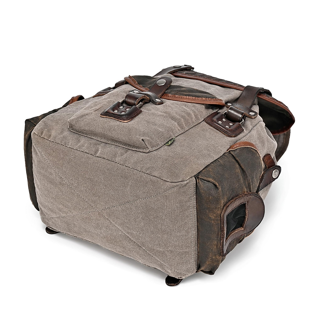 TSD The Same Direction Tapa Canvas Backpack | Vintage Backpack | Large Canvas Backpack with Genuine Leather Accents | For Laptop - Retro Backpack (Grey)