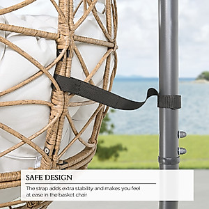 Ulax Furniture Swing Egg Chair with Stand - Indoor/Outdoor Wicker Rattan Hammock Chair with UV-Resistant Cushions - Patio Hanging Chair for Garden, Deck, and Poolside