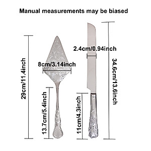 NAJMECHOY Cake Knife Stainless Steel Spatula Set Carved Vintage baking utensils,Wedding Birthday Celebration Dessert Servers