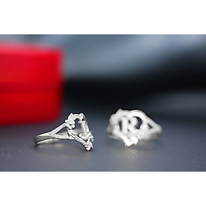 CaliRoseJewelry Sterling Silver Initial Alphabet Heart Personalized Ring (Size 9) - Letter R