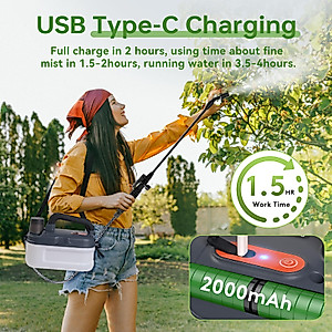 BHeadCat Battery Powered Garden Sprayer 1 Gallon/4L, Electric Pump Sprayer with Lockble Handle and USB Cable, Portable Sprayer with Adjustble Nozzle and Shoulder Strap for Garden Lawn Cleaning