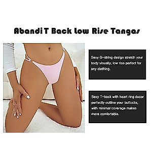 abandi 6 Pack G-String Thongs for Women,T Back Heart Ring Panty Sexy Low Rise Tangas Seamless Underwear Thong Panty, Size S