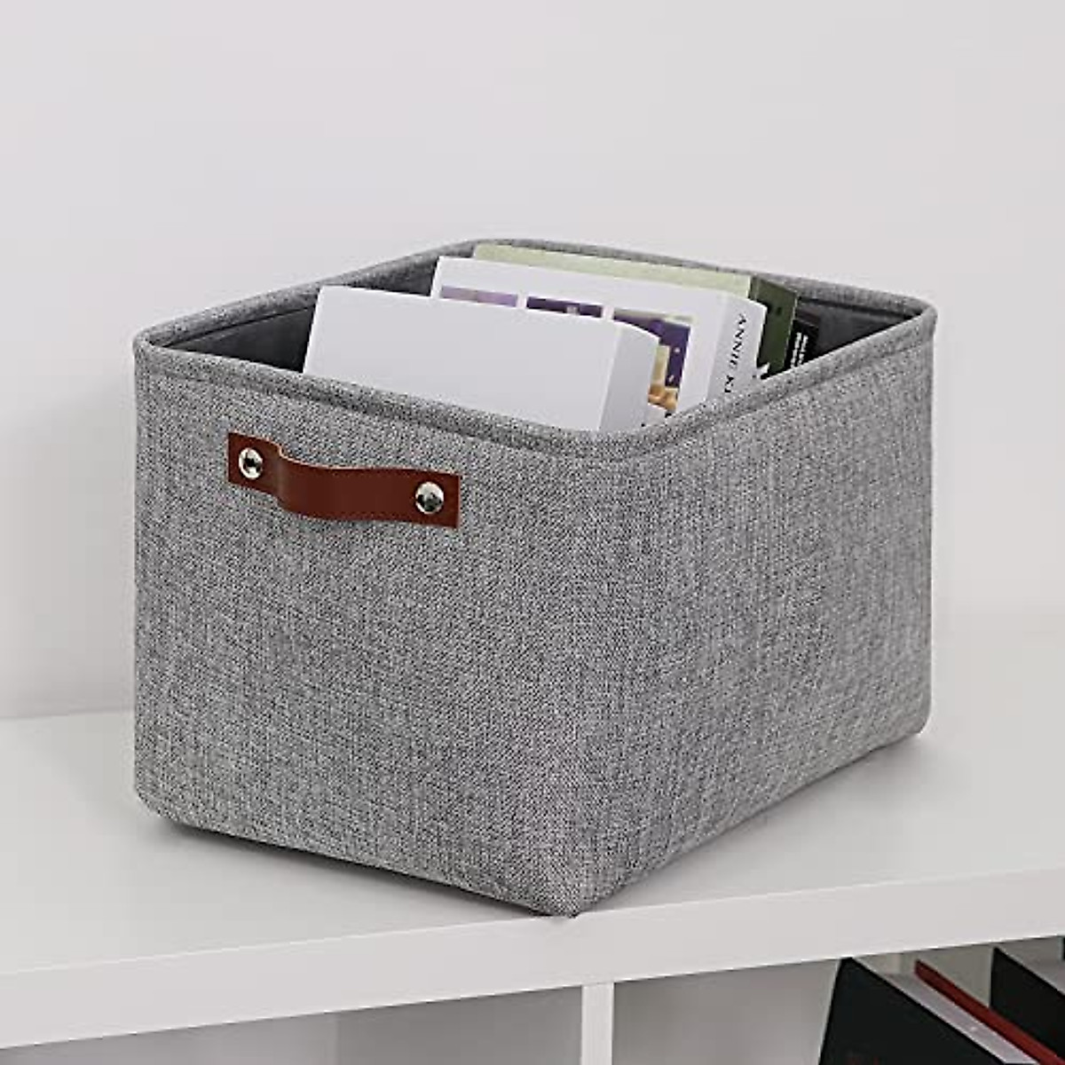 HNZIGE Storage Basket Bins(3 Pack) Large Collapsible Storage baskets for organizing Shelf Closet Bedroom, Perfect Storage Box with Handles for Closet, Clothes, Toy, Home?Gray, 15" x 11" x 9.5"?